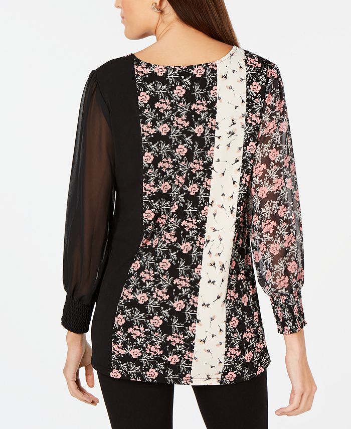 Alfani Petite Mixed-Print Tunic, Created for Macy's - Macy's