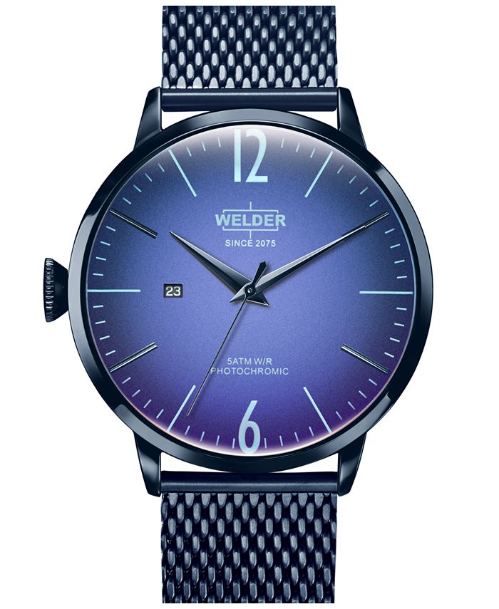 WELDER Men's Blue Stainless Steel Mesh Bracelet Watch 45mm - Macy's