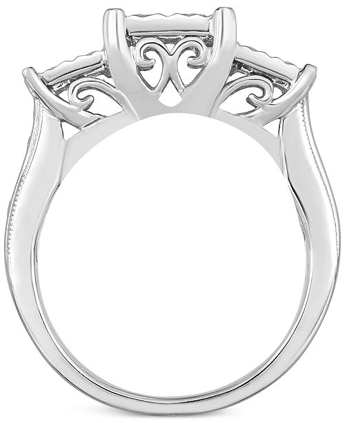 TruMiracle Diamond Princess Triple Cluster Engagement Ring (1 ct. t.w ...