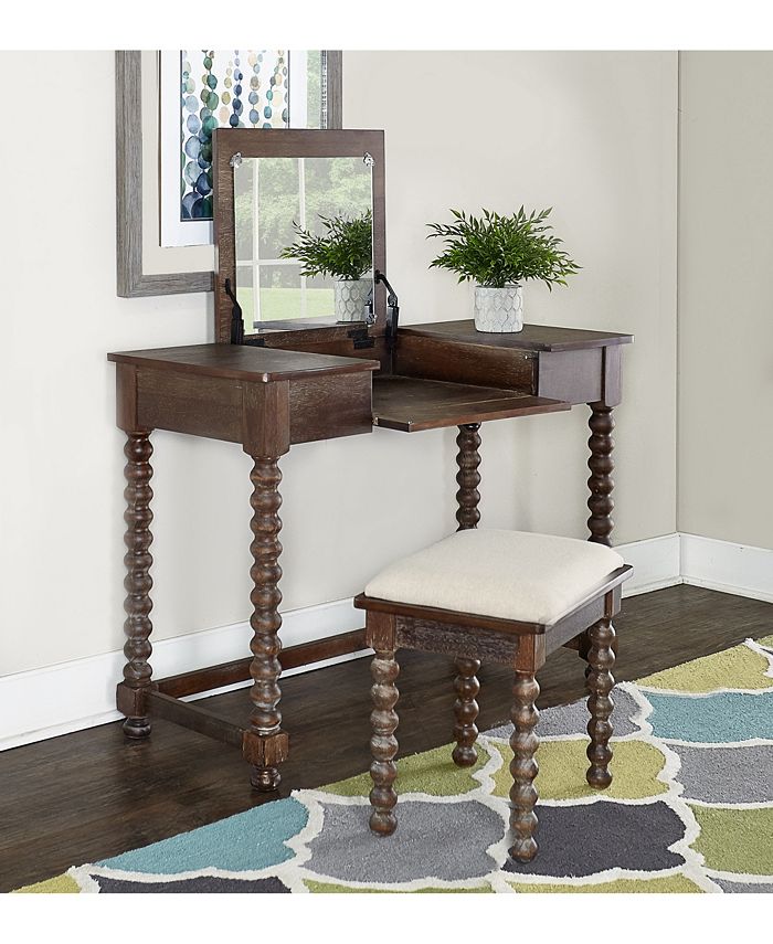 Linon Home Décor Ashley Vanity Set with Bench and Mirror - Macy's