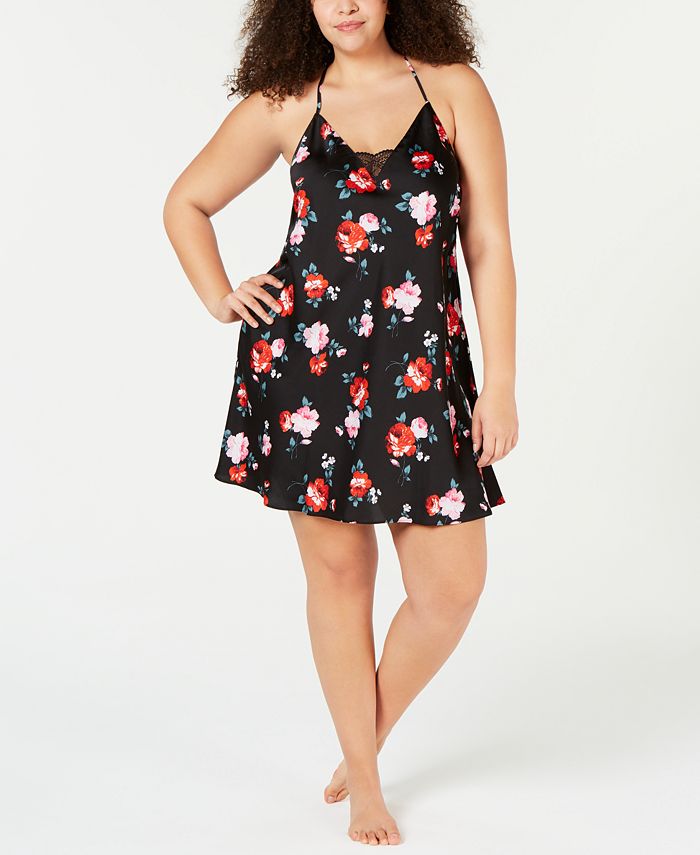 INC International Concepts INC Plus Size Satin Lace-Trimmed Printed ...