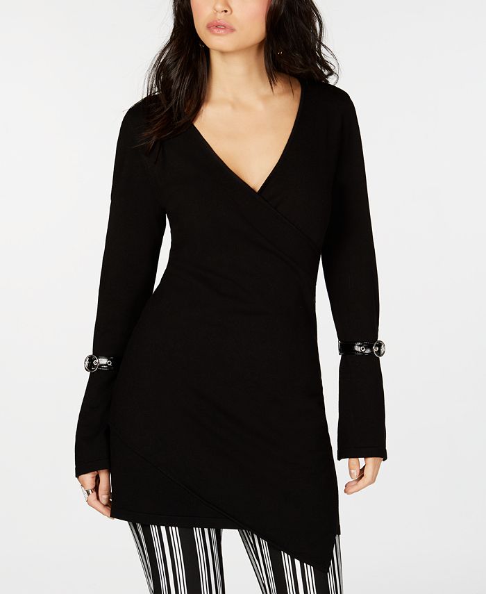 INC International Concepts I.N.C. Buckle Surplice Tunic Sweater ...