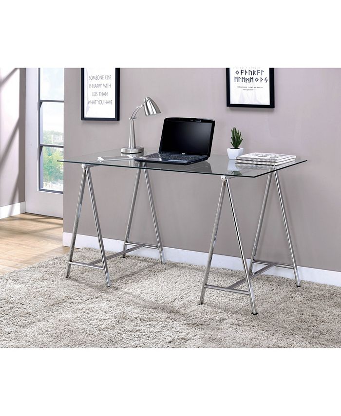 Furniture of America Becca Modern Glass Desk - Macy's