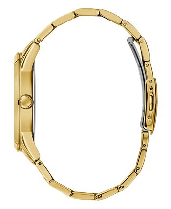 GUESS Men's Stainless Steel Gold-Tone Diamond Watch 42MM, Created for ...