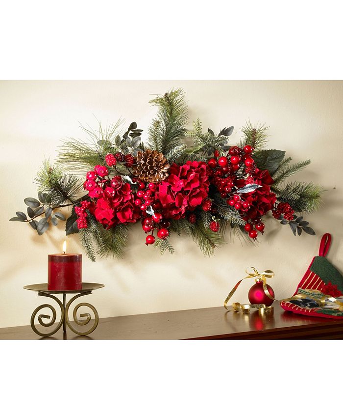 Nearly Natural 30" Holiday Hydrangea Swag - Macy's