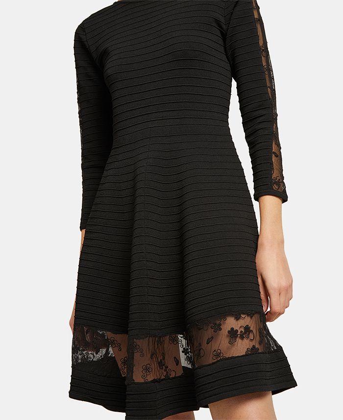 French Connection Voletta Mesh-Trim Dress - Macy's