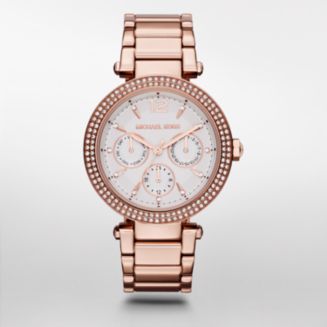 Michael Kors Women's Parker Rose Gold-Tone Stainless Steel Bracelet ...
