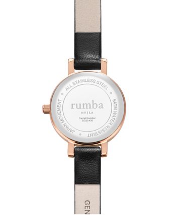 RUMBATIME Venice Black Leather Women's Watch Rose Gold - Macy's