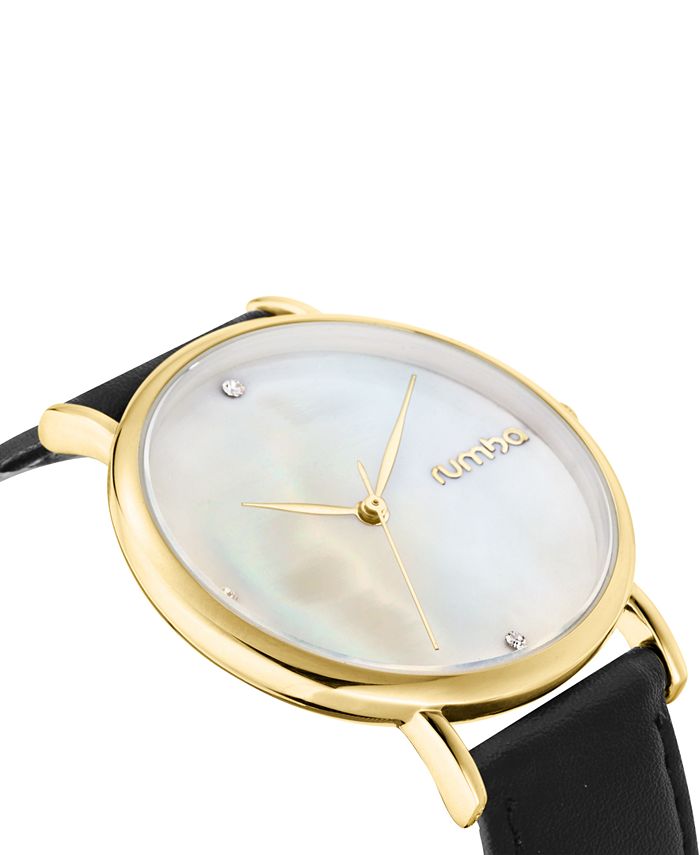 RUMBATIME Lafayette Black Leather Gold Women's Watch - Macy's