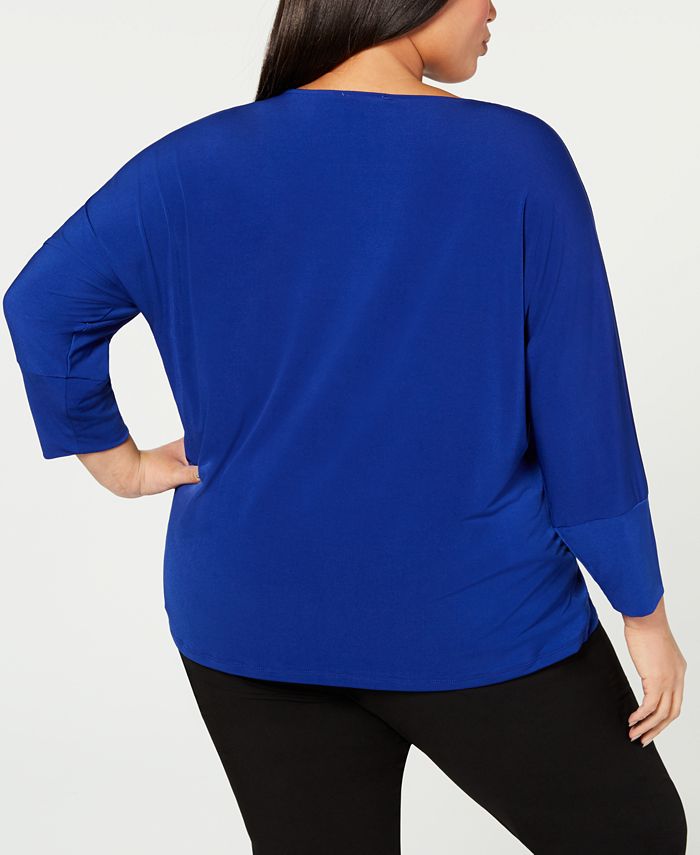 Calvin Klein Plus Size Solid Studded Dolman Top - Macy's