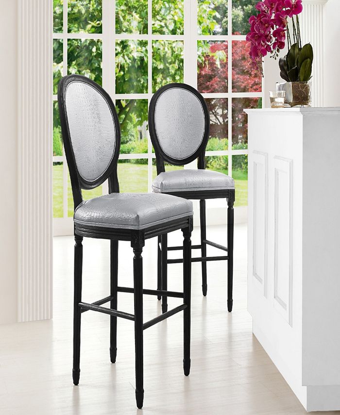 TOV Furniture Philip Silver Croc Counter Stool - Macy's