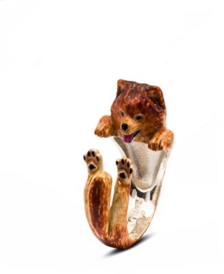 Pomeranian Hug Ring in Sterling Silver and Enamel - Macy's