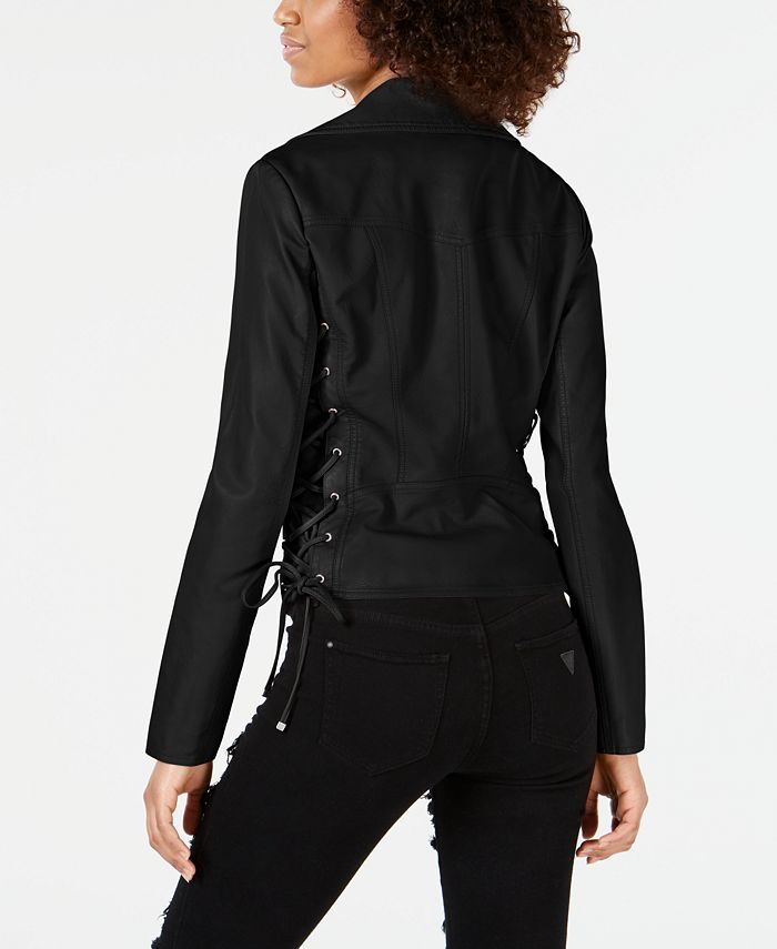 GUESS Asymmetrical Faux-Leather Moto Jacket & Reviews - Coats & Jackets ...