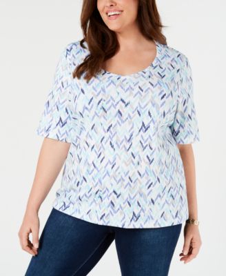 Karen Scott Plus Size Printed Top, Created for Macy's - Macy's