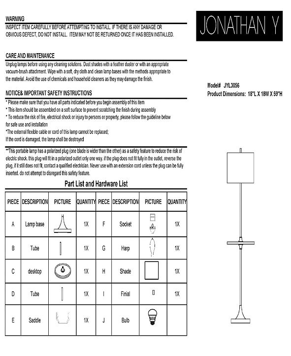 JONATHAN Y Luce Metal or Wood Led Floor Lamp with Table & Reviews ...