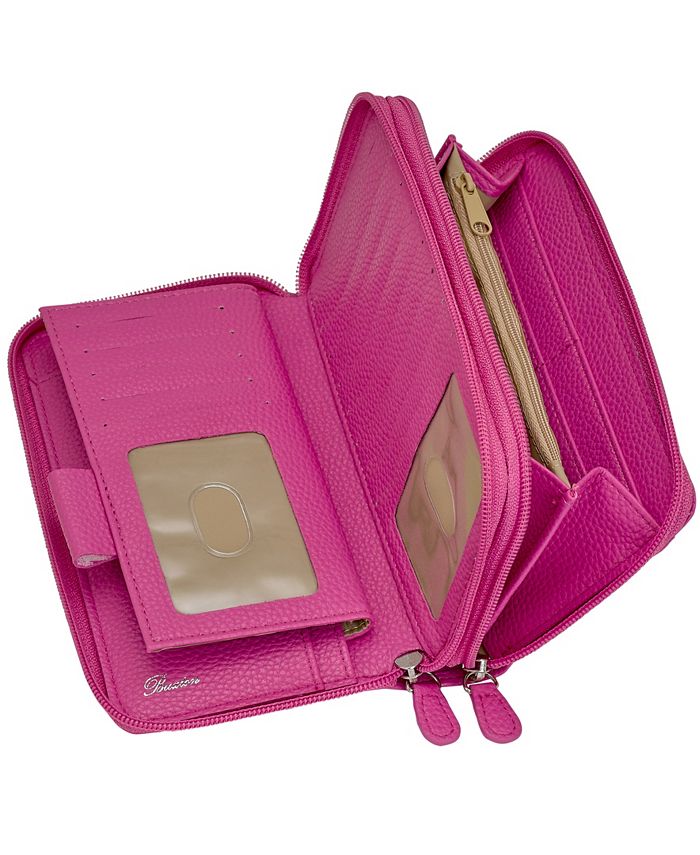 Buxton Women's Mini Pebble RFID Ultimate Double Zip Organizer Wallet ...