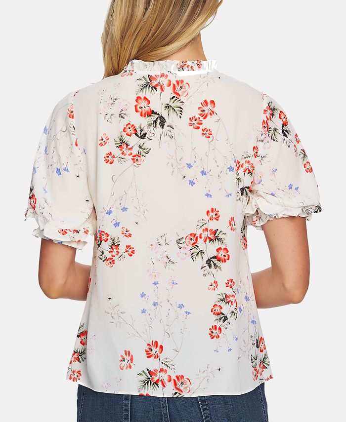 CeCe Floral-Print Ruffled Top - Macy's