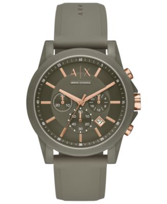 A|X Armani Exchange Men's Chronograph Outerbanks Green Silicone Strap ...