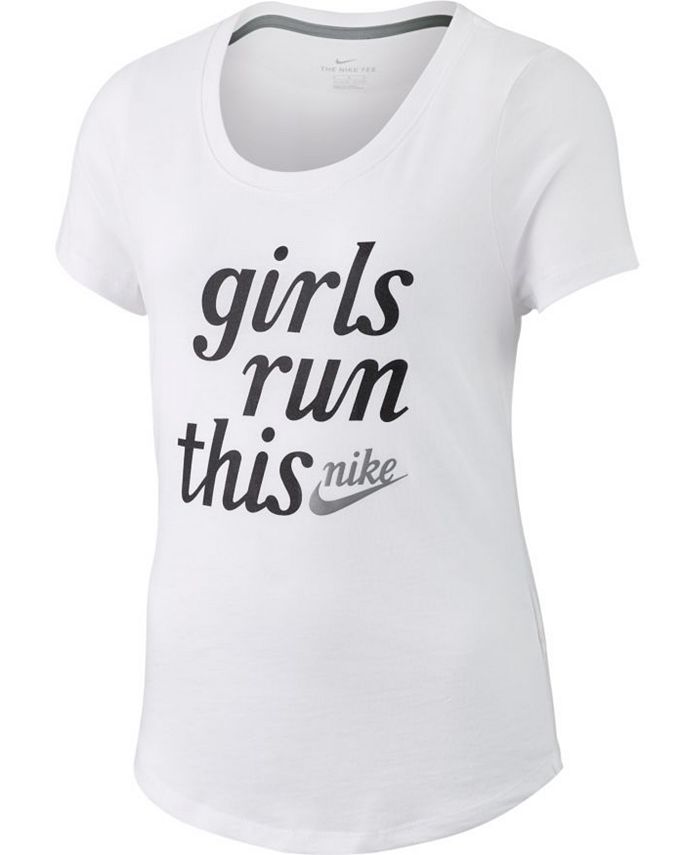 Nike Big Girls Run-Print Cotton T-Shirt - Macy's