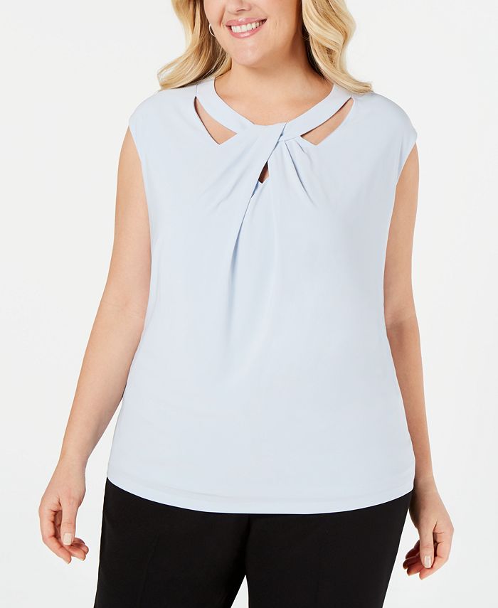 Kasper Plus Size Crossover-Neck Top - Macy's