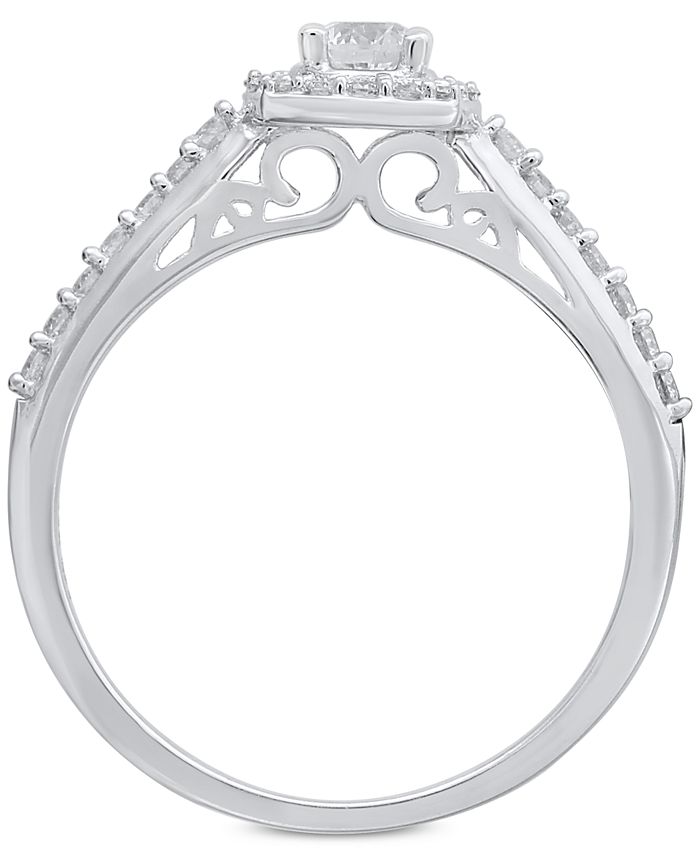 Macy's 3-Pc. Two-Tone Diamond Bridal Ring Set (3/4 ct. t.w.) in 14k ...