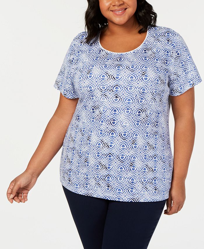 Karen Scott Plus Size Printed Top, Created for Macy's - Macy's
