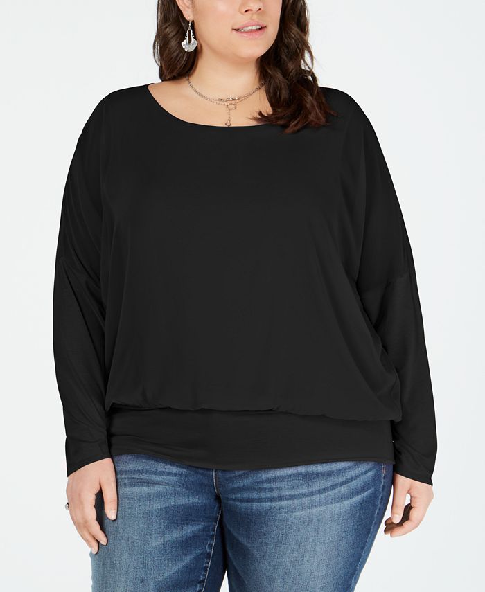 Joseph A Plus Size Banded Chiffon Top - Macy's