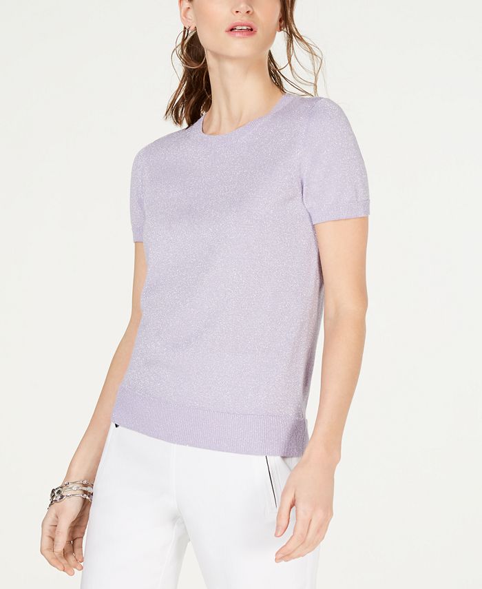 INC International Concepts I.N.C. Metallic Short-Sleeve Sweater ...