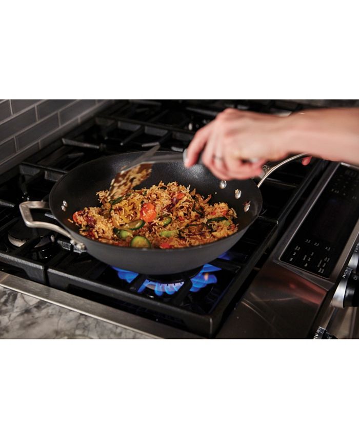 Calphalon Signature Nonstick 12" Flat-Bottom Wok with Cover - Macy's