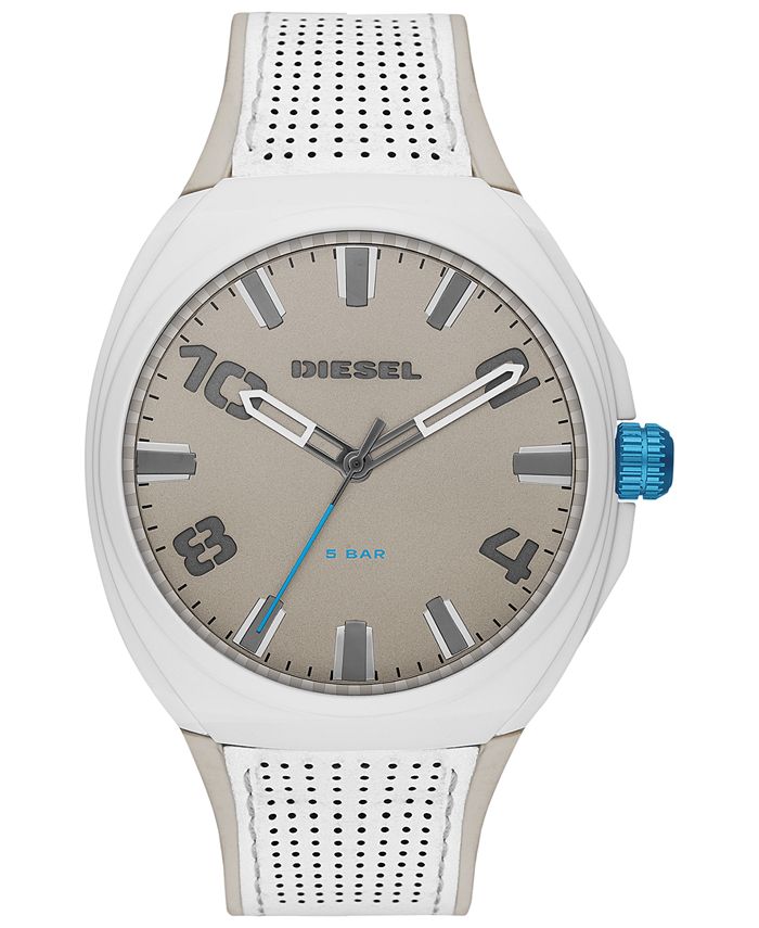 Diesel Men's Stigg White Leather Strap Watch 48mm - Macy's