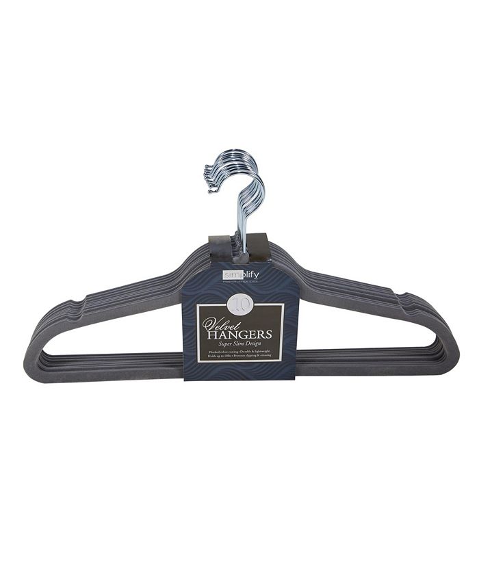 Simplify 10 Super Slim Velvet Huggable Hangers in Gray - Macy's