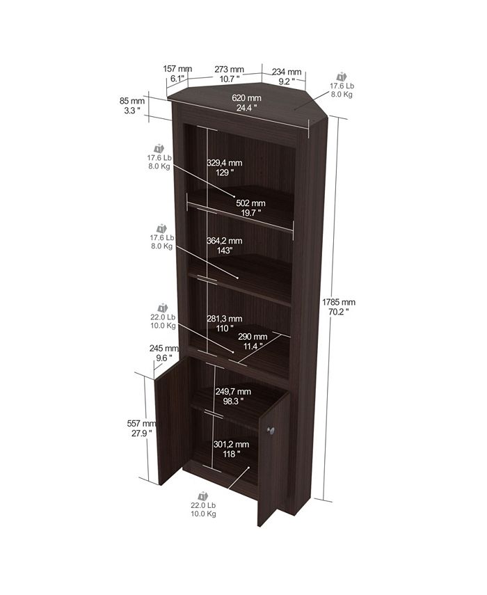 Inval America Two Door Corner Bookshelf - Macy's