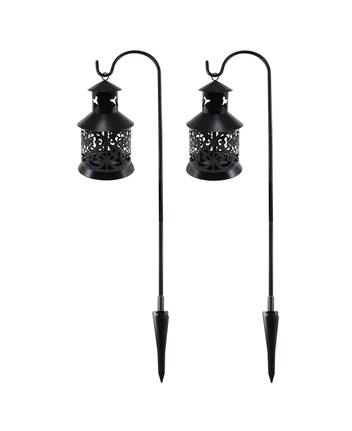 Click here for Lumabase Set of 2 Black Metal Lantern Candle Holde... prices