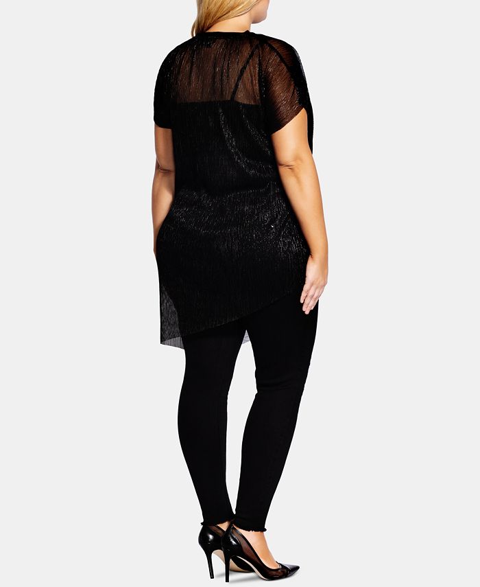 City Chic Trendy Plus Size Metallic Asymmetrical Top - Macy's