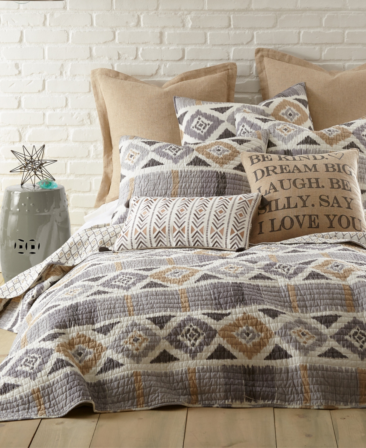Click here for Levtex Santa Fe Quilt  Full/Queen - Grey prices