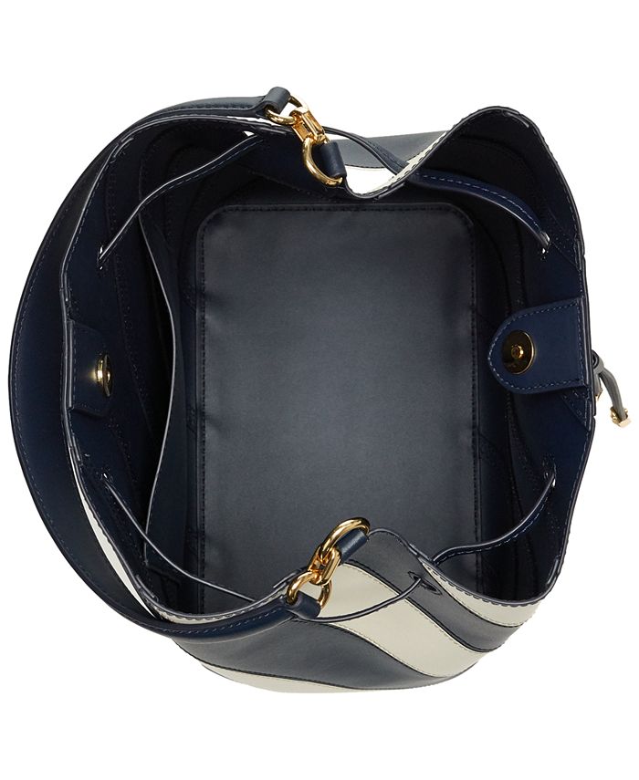 Lauren Ralph Lauren Dryden Debby Leather Diagonal Stripe Drawstring Bag ...
