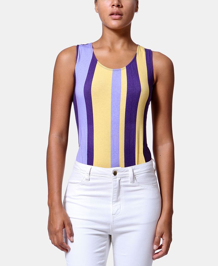 ARTISTIX Striped High-Leg Racerback Bodysuit - Macy's