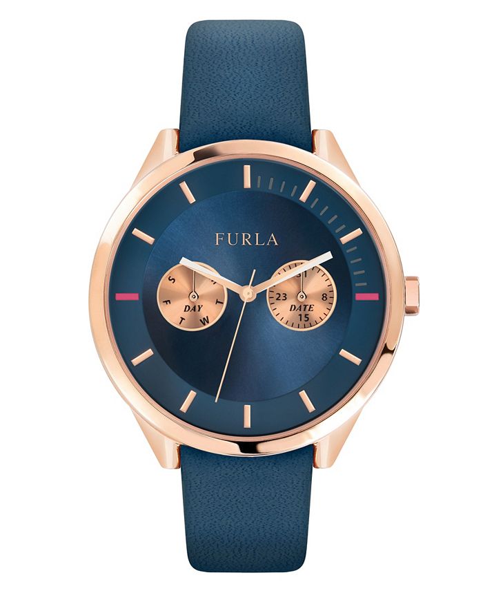 Furla Women's Metropolis Blue Dial Calfskin Leather Watch - Macy's