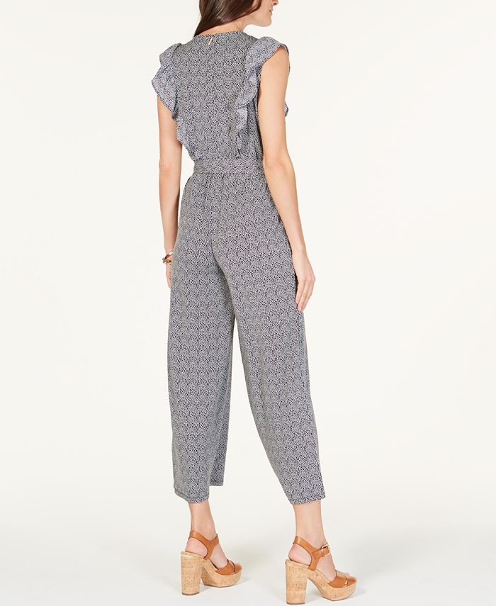 Michael Kors Printed Belted Jumpsuit - Macy's