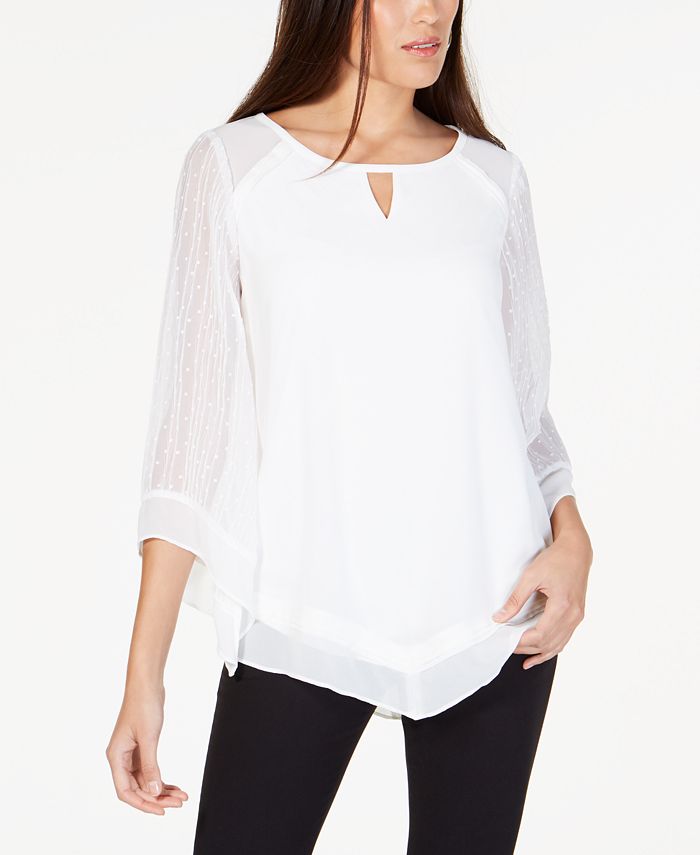 Alfani Textured V-Hem Top, Created for Macy's - Macy's