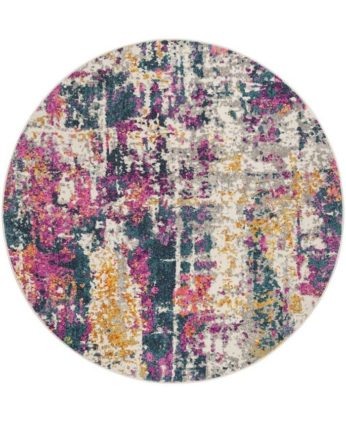 Safavieh Madison Ivory and Blue 6'7" x 6'7" Round Area Rug - Macy's