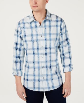 INC International Concepts INC Men's Bleached Plaid Shirt, Created for ...