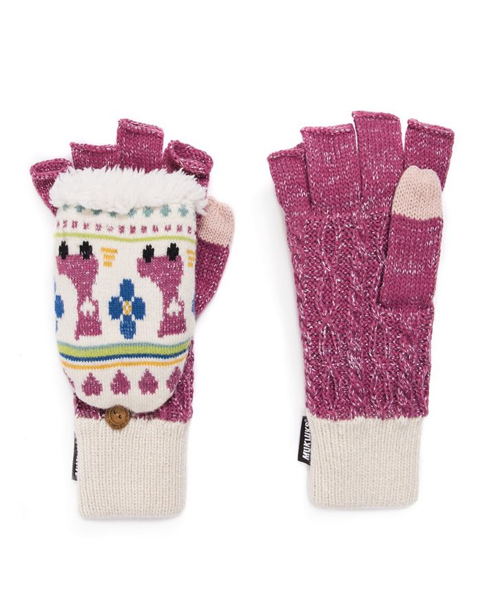 Muk Luks Women's Fingerless Flip Mittens - Macy's