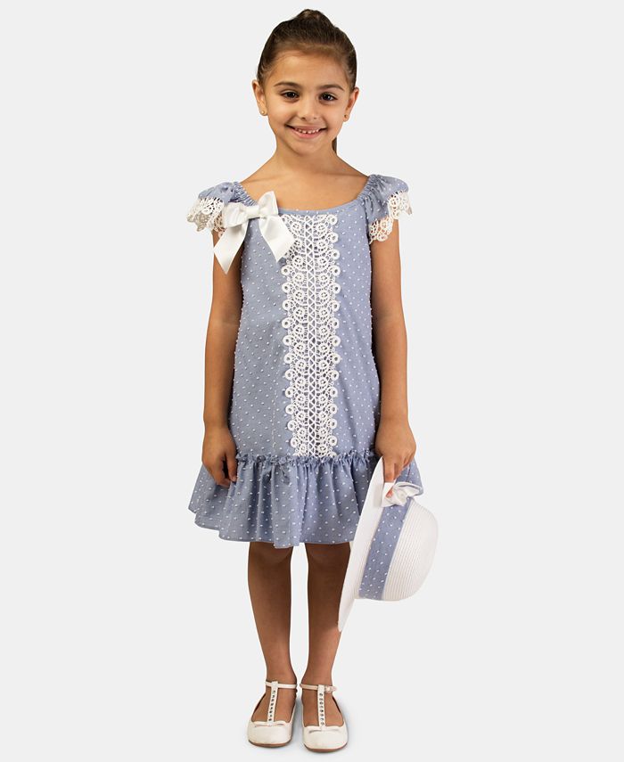 Bonnie Jean Little Girls 2-Pc. Clip-Dot Dress & Hat Set - Macy's