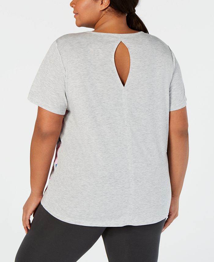 Ideology Plus Size Graphic Keyhole Top, Created for Macy's - Macy's