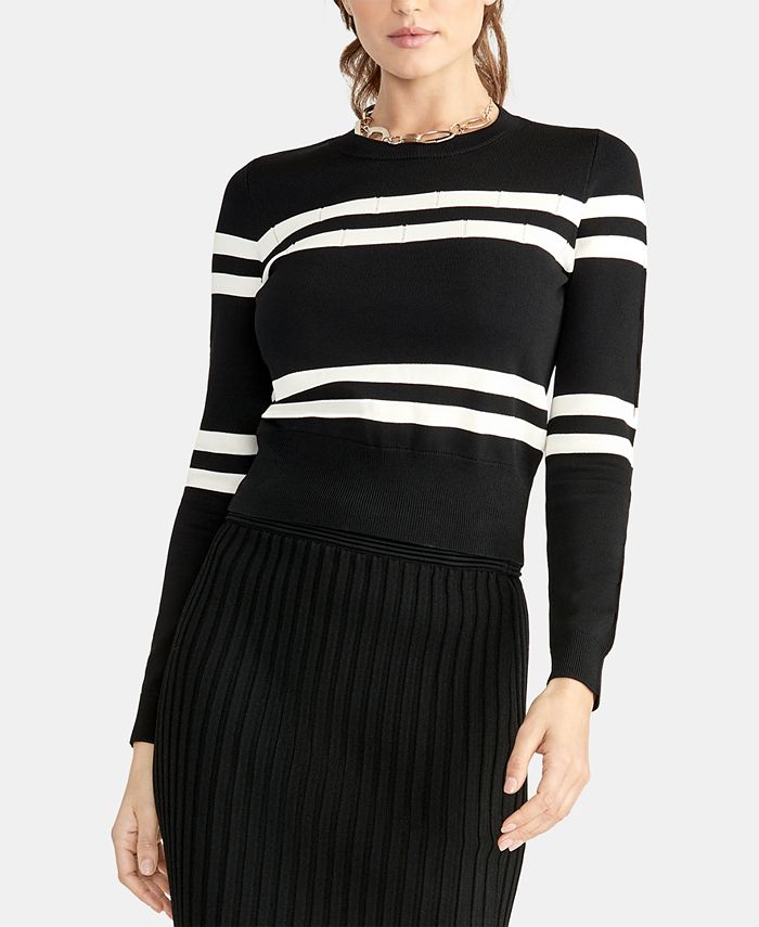 RACHEL Rachel Roy Striped Cropped Sweater - Macy's