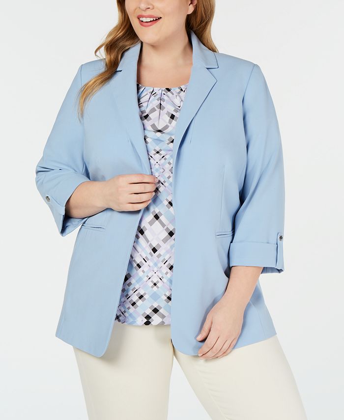 Calvin Klein Plus Size Roll-Tab Jacket - Macy's