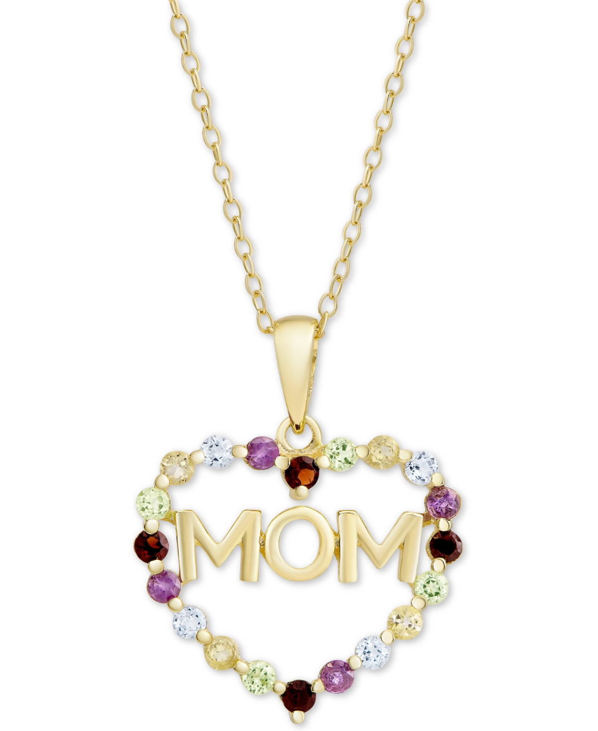 Click here for Multi-Gemstone Mom Heart 18 Pendant Necklace (7/8... prices