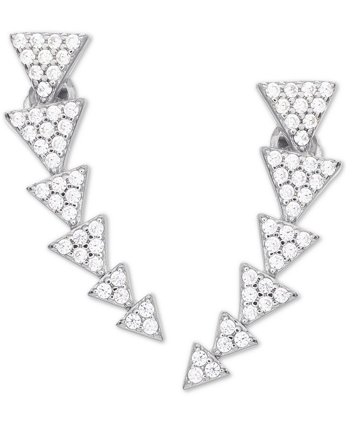 Giani Bernini Cubic Zirconia Graduated Triangle Ear Climbers in ...