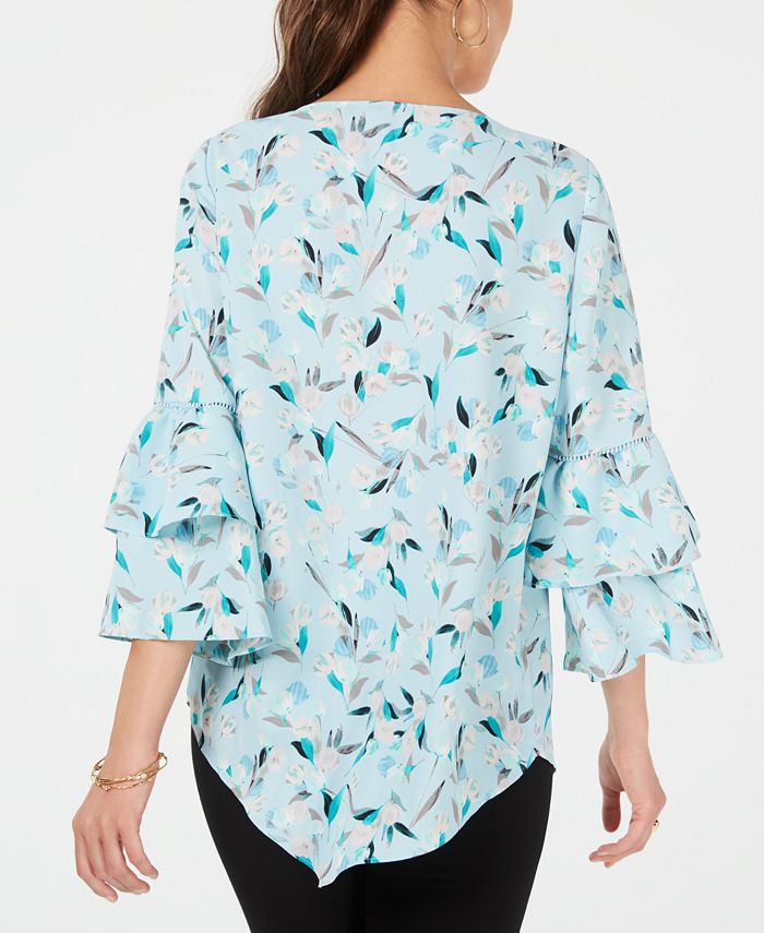 Alfani Petite Flounce V-Hem Top, Created for Macy's - Macy's